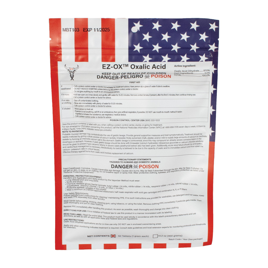 EZ-OX 1g Tablets (50 tablets) | Betterbee